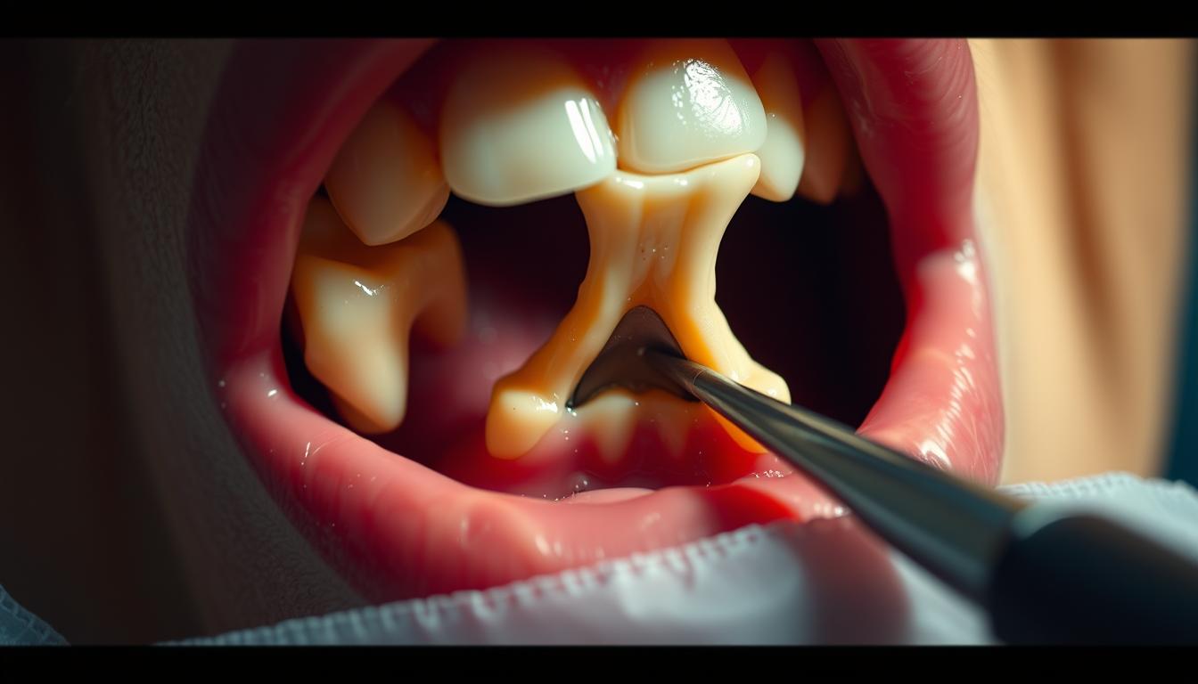 Knochen ragt aus Zahnfleisch nach Zahnentfernung